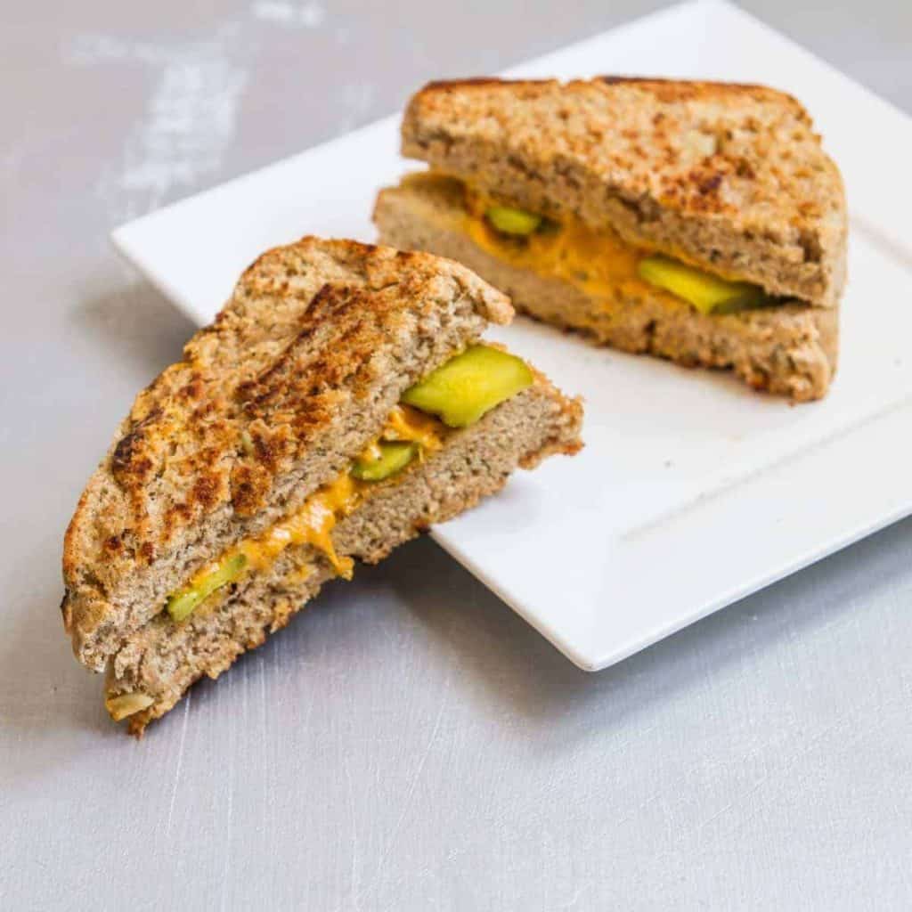 Cheese and Pickle Sandwich with Vegan Daiya Cheddar Cheese