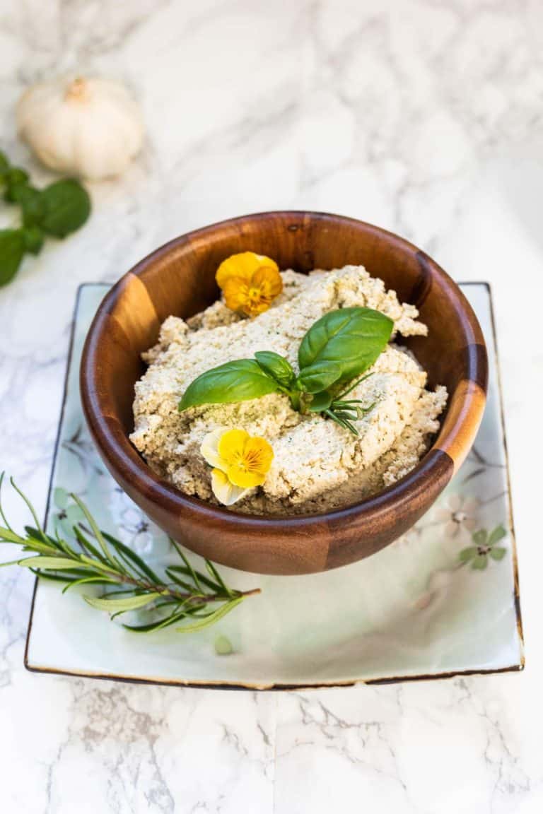 Vegan Cashew Tofu Ricotta with Fresh Basil - Seitan Beats Your Meat