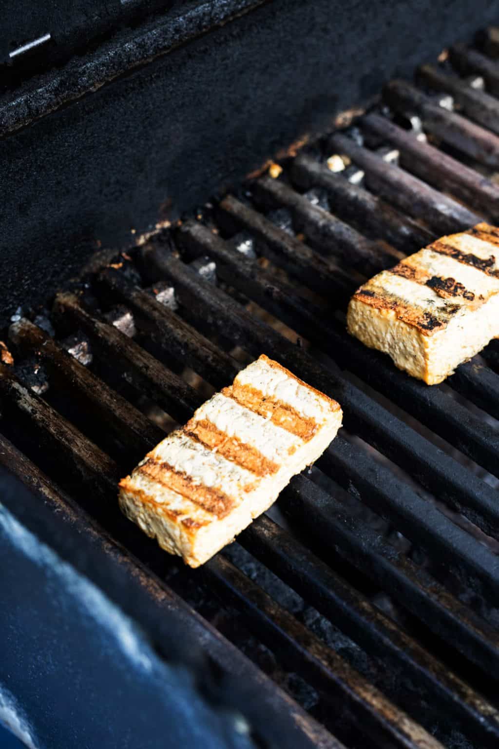 Simple Marinated Grilled Tofu with Vegetable Skewers